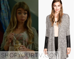 Modern Family: Season 6 Episode 5 Haley's Grey Leather Sleeve Cardigan ...
