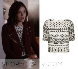 Pretty Little Liars: Season 7 Episode 8 Aria's White Embellished Tee ...