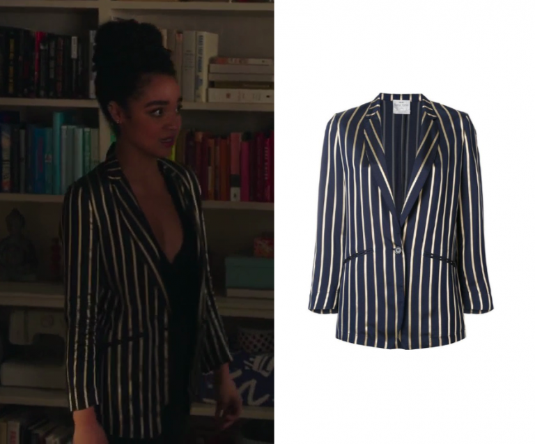 The Bold Type: Season 2 Episode 4 Kat's Metallic Striped Blazer | Shop ...