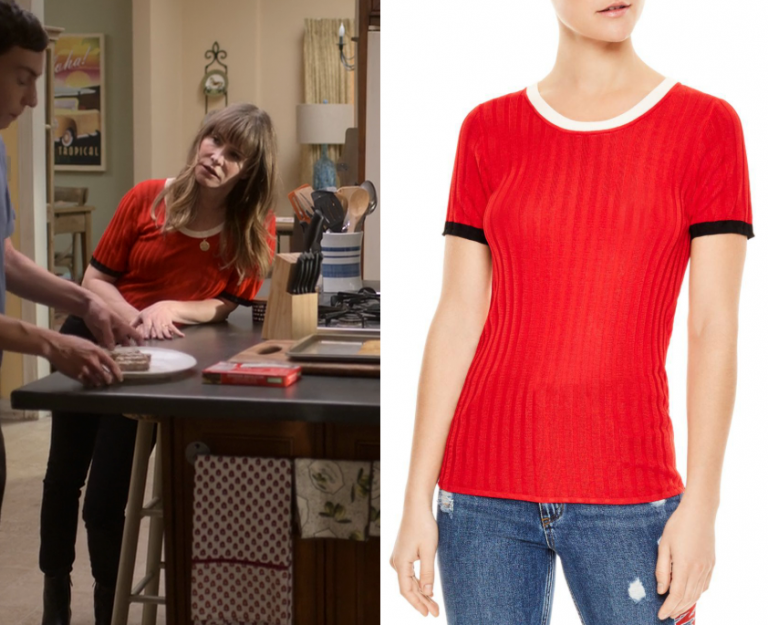 Atypical: Season 2 Episode 10 Elsa's Red Contrast Trim Tee | Shop Your TV