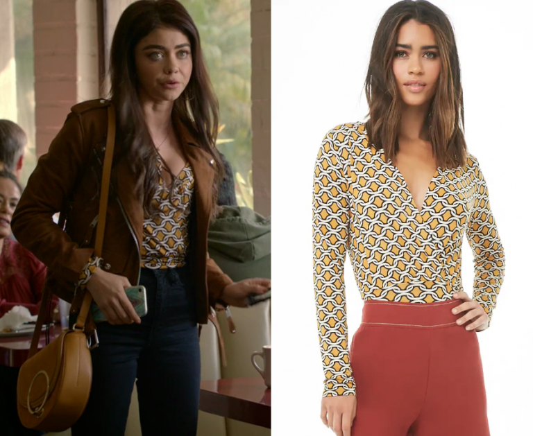 Modern Family: Season 10 Episode 8 Haley's Yellow Printed Wrap Blouse ...