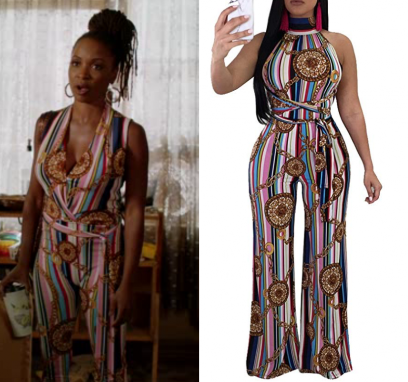 Shameless: Season 9 Episode 7 Vee's Striped Chain Print Jumpsuit | Shop ...