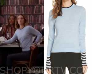 Single Parents: Season 1 Episode 17 Angie's Blue Striped Cuff Sweater ...