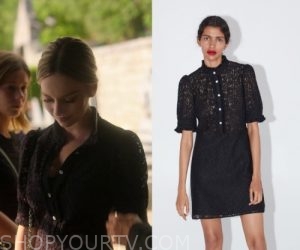 Elite: Season 3 Episode 8 Carla's Black Lace Button up Dress | Shop Your TV
