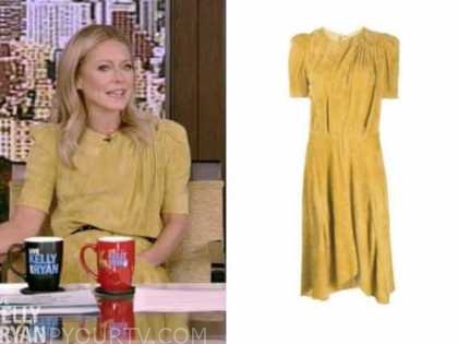 Live with Kelly and Ryan: November 2020 Kelly Ripa's Yellow Suede Dress ...
