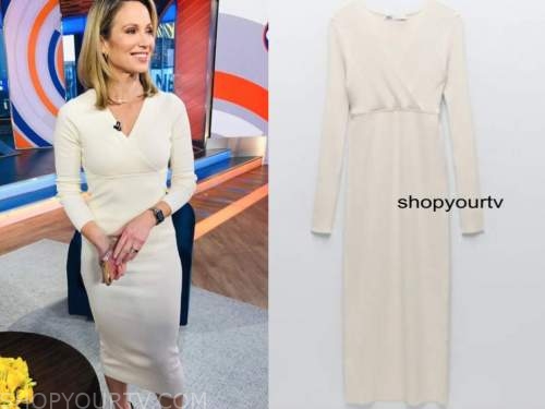 Good Morning America: January 2021 Amy Robach's Ivory Ribbed Knit Midi ...