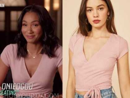 All American: Season 3 Episode 1 Layla's Pink Rib Wrap Top | Shop Your TV