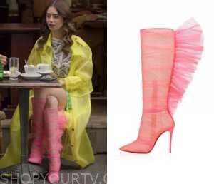 Emily in Paris: Season 2 Episode 10 Emily's Pink Ruffle Boots | Shop ...