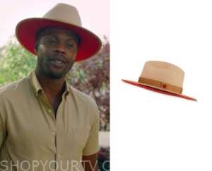 Dynasty: Season 5 Episode 19 Jeff's Tan & Red Fedora Hat | Shop Your TV