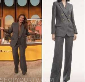 Drew Barrymore Show: January 2023 Drew Barrymore's Grey Pinstripe Blazer and Pant Suit | Shop ...