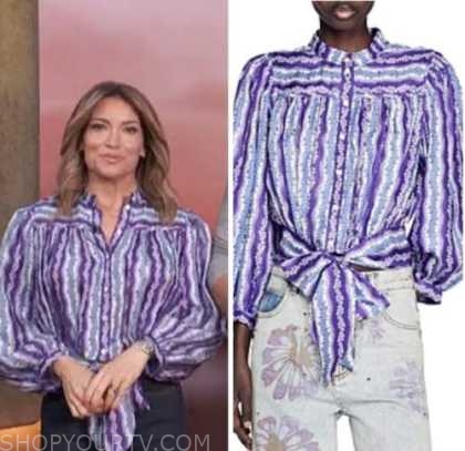 Access Daily: March 2023 Kit Hoover's Purple Striped Tie Waist Blouse ...