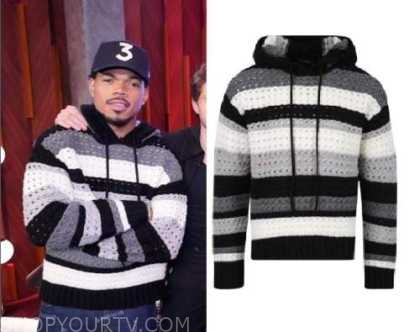 The Voice: Season 23 Chance the Rapper's Grey Crochet Striped Hoodie ...