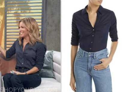Access Daily: May 2023 Kit Hoover's Navy Blue Ruched Sleeve Shirt ...