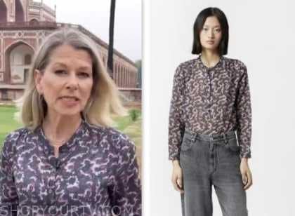 The Today Show: May 2023 Janis Mackey Frayer's Purple Printed Blouse ...