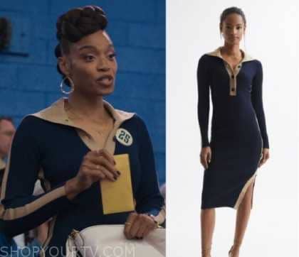 Swagger: Season 2 Episode 2 Beige/Brown Rib Knit Polo Dress | Shop Your TV