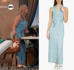 General Hospital: August 2023 Andrea's Blue Floral Belted Shirt Dress ...