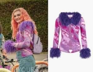 Sex Education: Season 4 Episode 2 Abbi's Fur Trim Cardigan | Shop Your TV