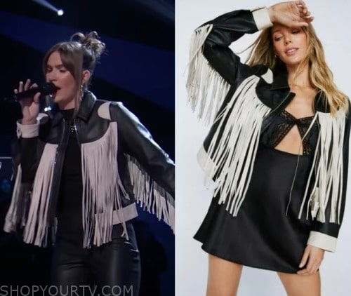 The Voice: Season 24 Lila Ford's Black & White Fringe Jacket | Shop Your TV