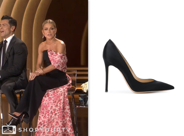 Live with Kelly and Mark: March 2024 Kelly Ripa's Black Satin Pumps ...