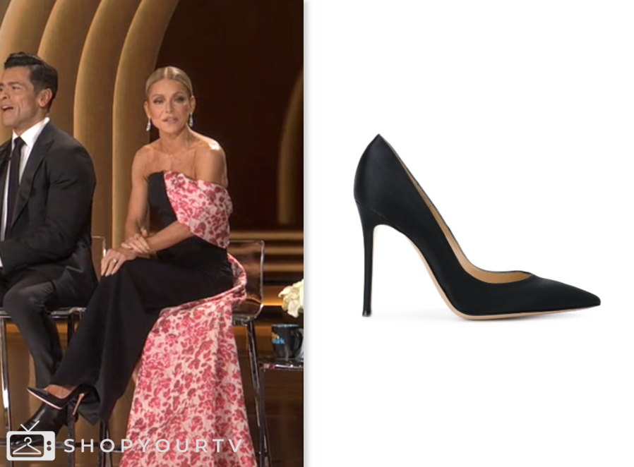 Live with Kelly and Mark: March 2024 Kelly Ripa's Black Satin Pumps ...