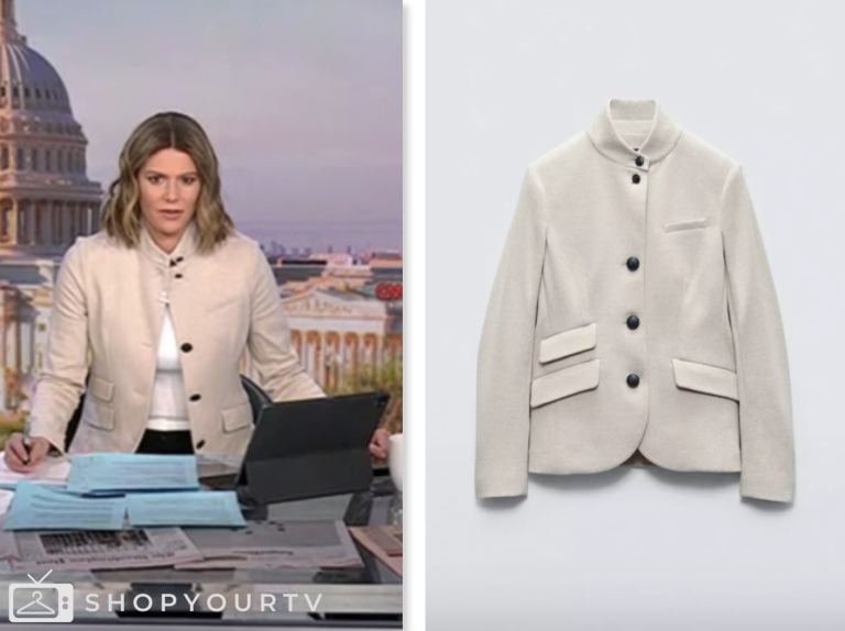 CNN This Morning: March 2024 Kasie Hunt's Beige High Neck Jacket | Shop ...