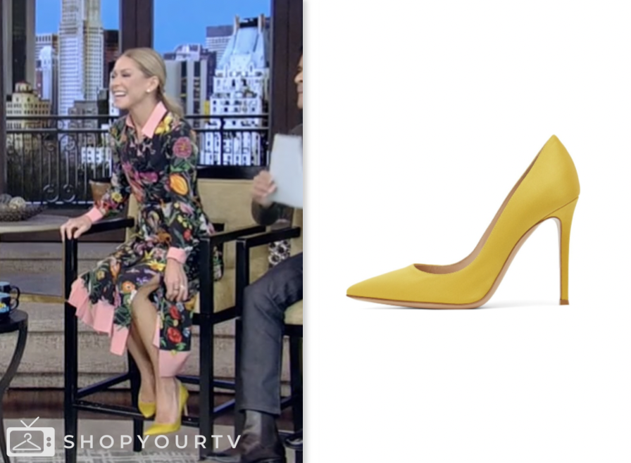 Live with Kelly and Mark: March 2024 Kelly Ripa's Yellow Satin Pumps ...