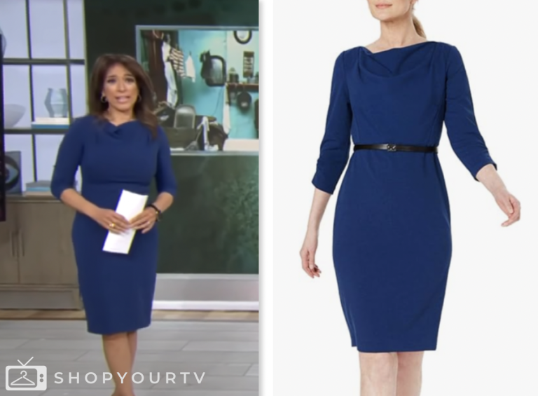 CBS Mornings: March 2024 Ashley Bellman's Light Blue Floral Tiered ...