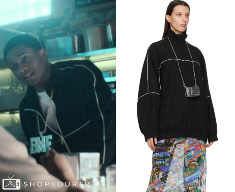 BMF: Season 3 Episode 3 Black Piped Trim Jacket | Shop Your TV