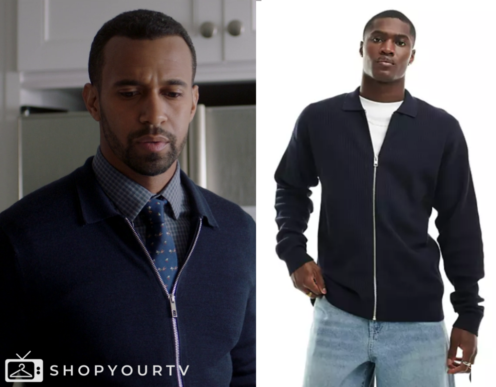 The Baxters: Season 1 Episode 8 Tim's Blue Collared Cardigan | Shop Your TV