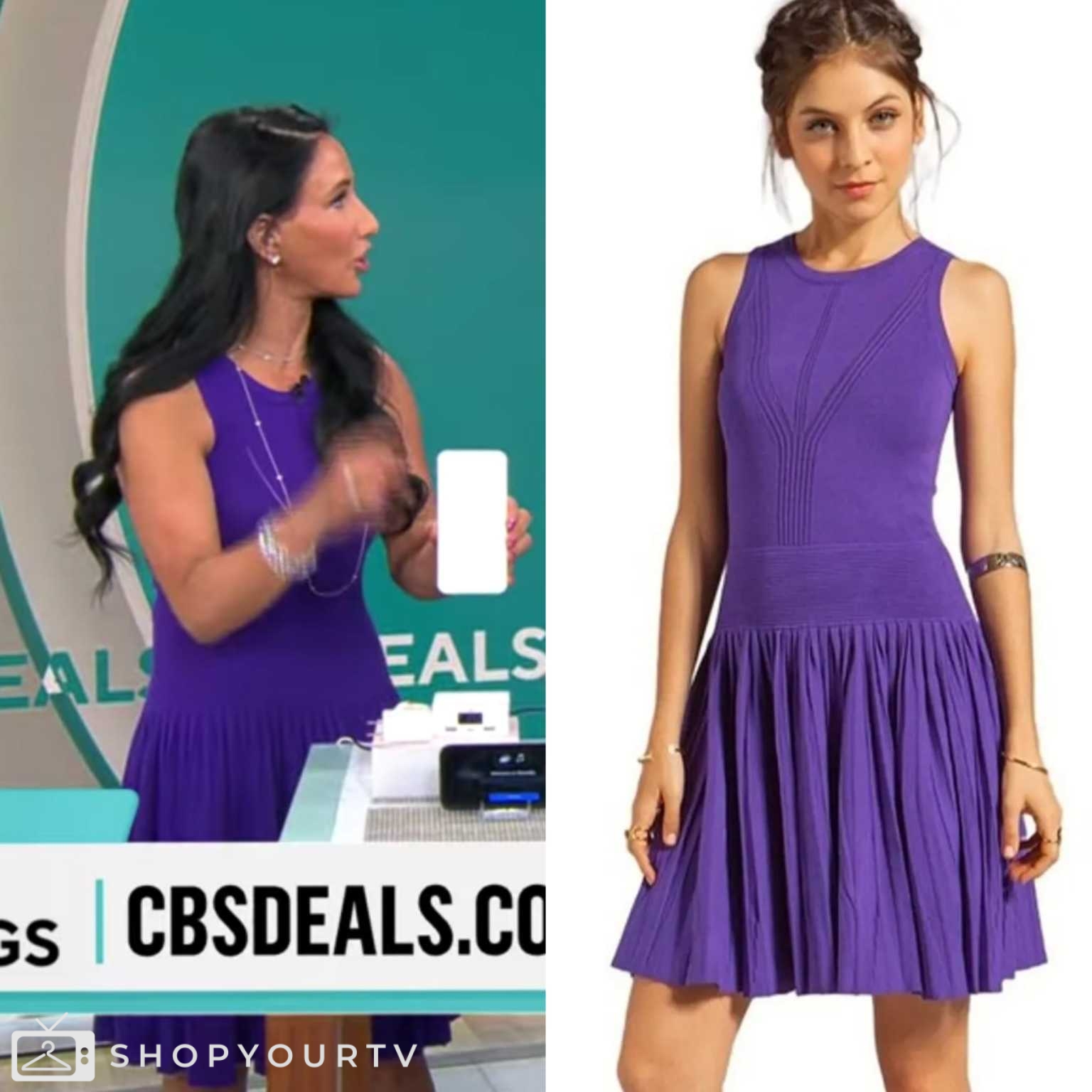 CBS Mornings: April 2024 Elizabeth Werner’s Purple Mini Dress | Shop ...