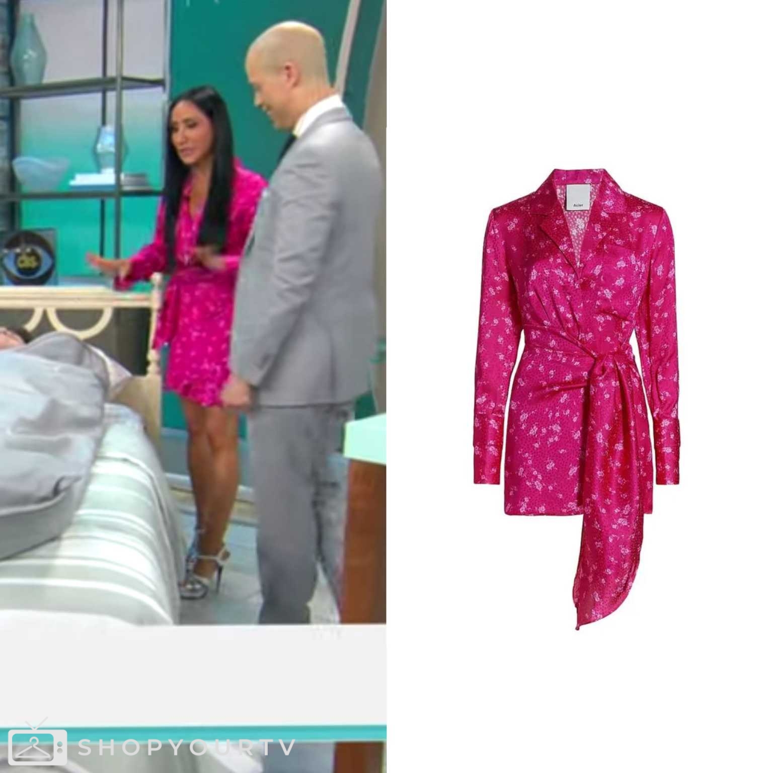 CBS Mornings: April 2024 Elizabeth Werner’s Pink Satin Shirtdress ...