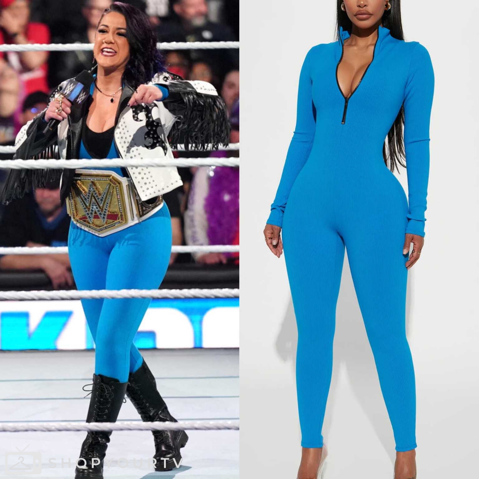 WWE Smackdown: April 2024 Bayley's Blue Jumpsuit | Shop Your TV