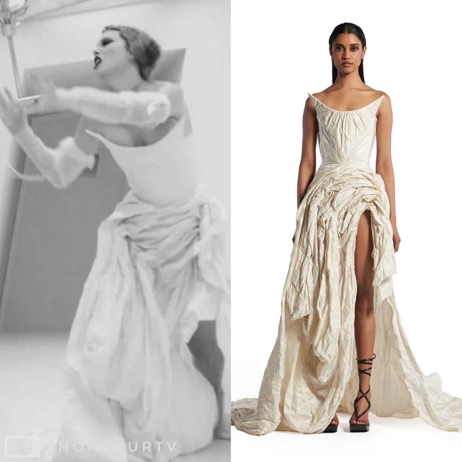 Fortnight MV: Taylor Swift’s White Strapless Gown | Shop Your TV