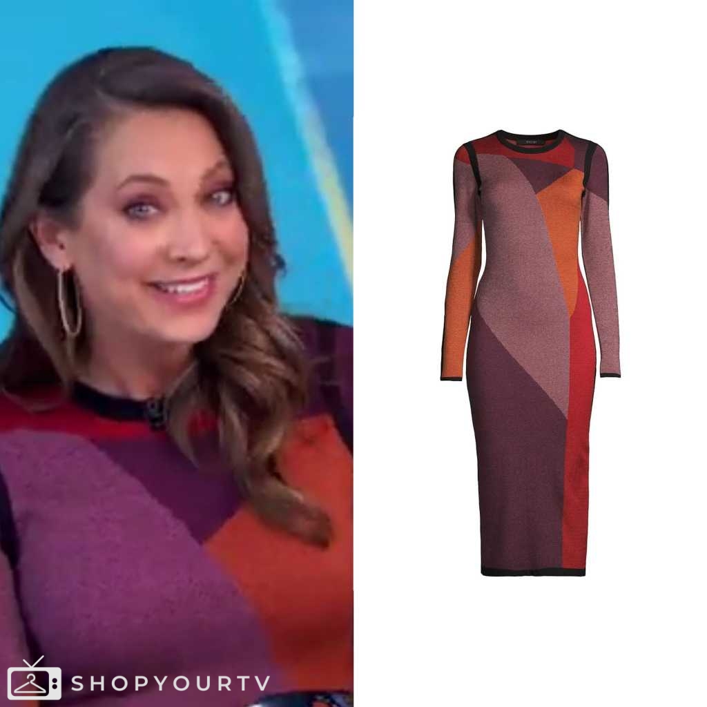 Good Morning America: April 2024 Ginger Zee’s Colorblocked midi dress ...
