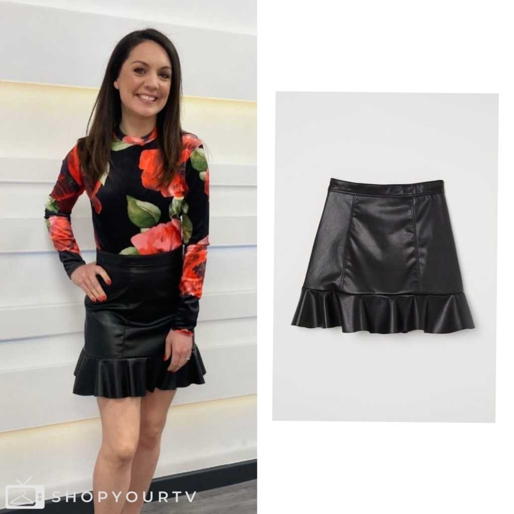 Good Morning Britain: April 2024 Laura Tobin’s Leather Peplum Mini ...