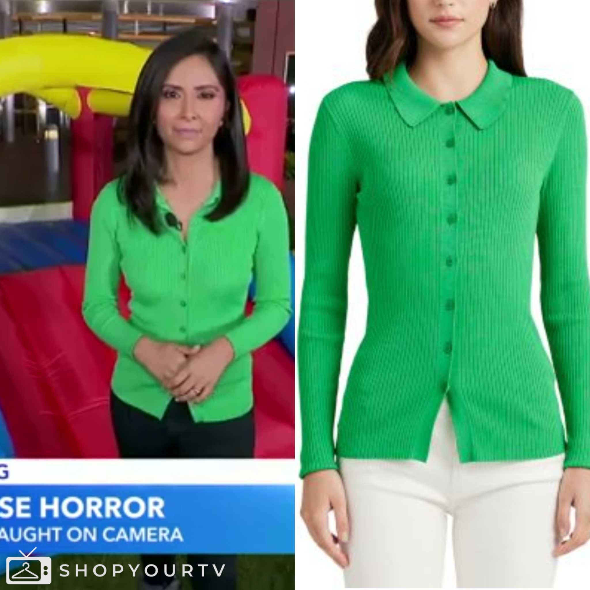 Good Morning America: April 2024 Zohreen Shah’s Green Ribbed Cardigan ...