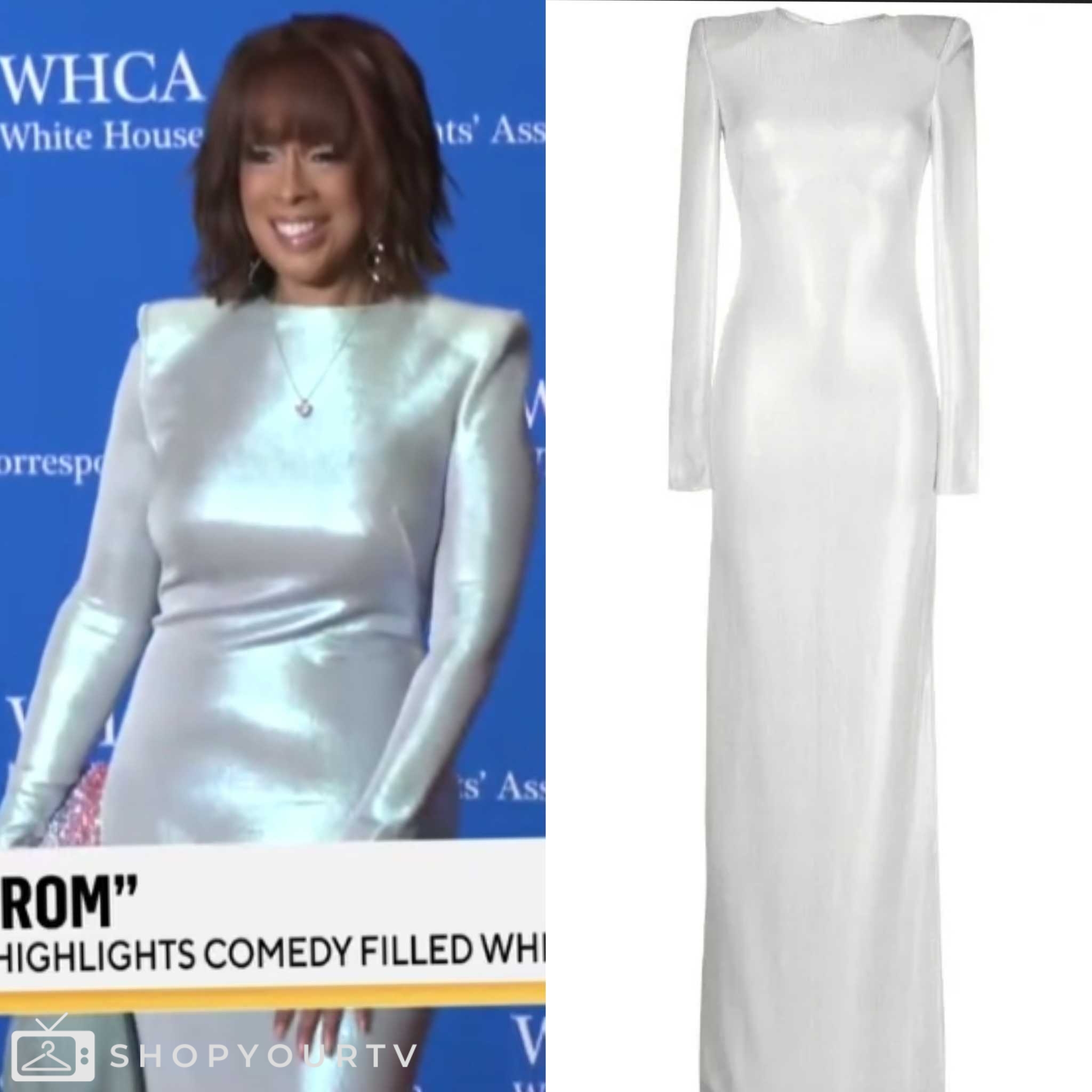 CBS Mornings: April 2024 Gayle King’s Iridescent Long Sleeve Gown ...