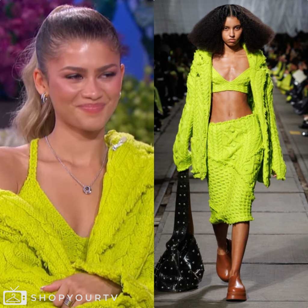 The Jennifer Hudson Show: April 2024 Zendaya's Lime Green Knit Bra ...