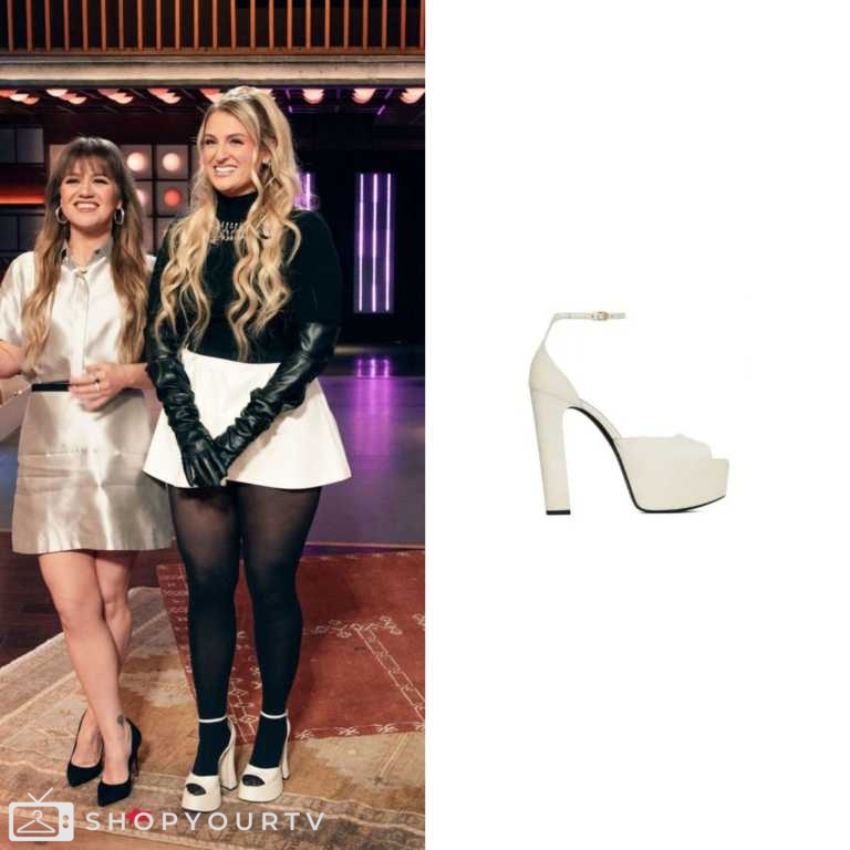 The Kelly Clarkson Show: April 2024 Meghan Trainor’s White Platforms ...