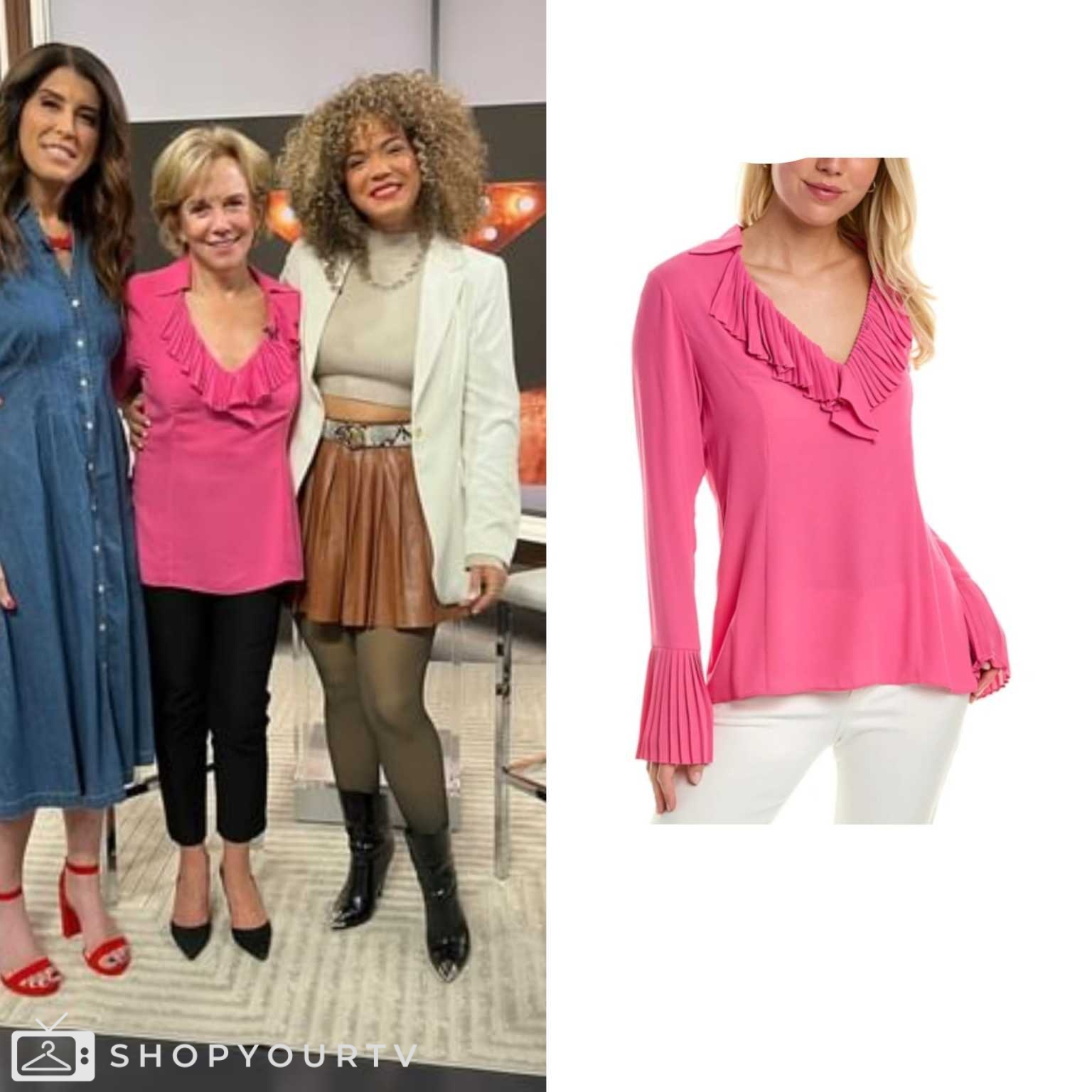 New York Live March 2024 Linda Purls Pink Pleated Top Shop Your Tv