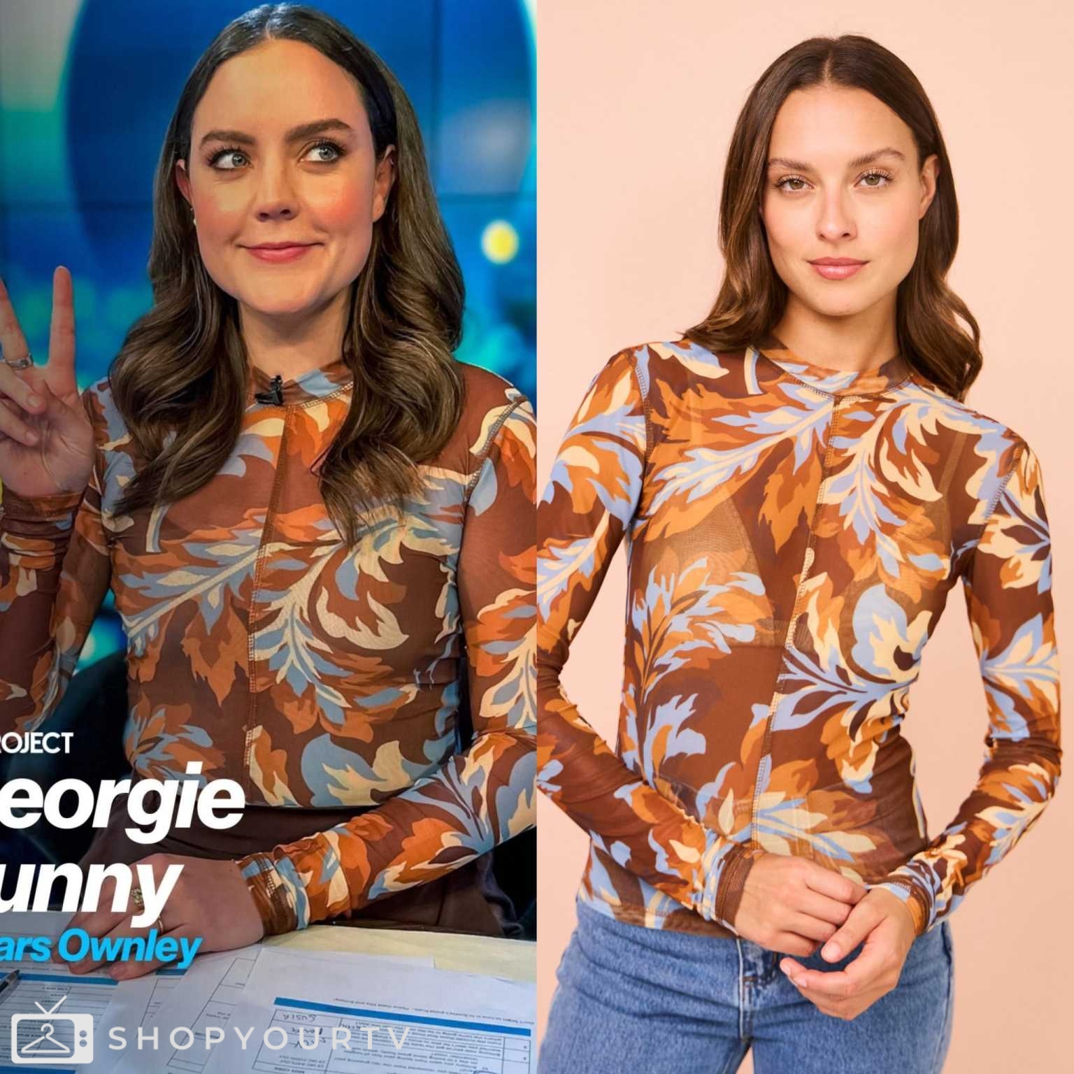 The Project: April 2024 Georgie Tunny’s Leaf Print Top | Shop Your TV
