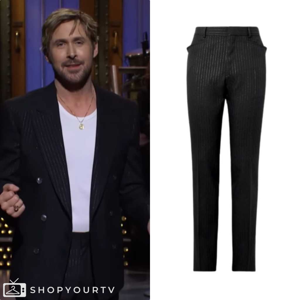 SNL: Season 49 Episode 17 Ryan’s Striped Metallic Trousers | Shop Your TV