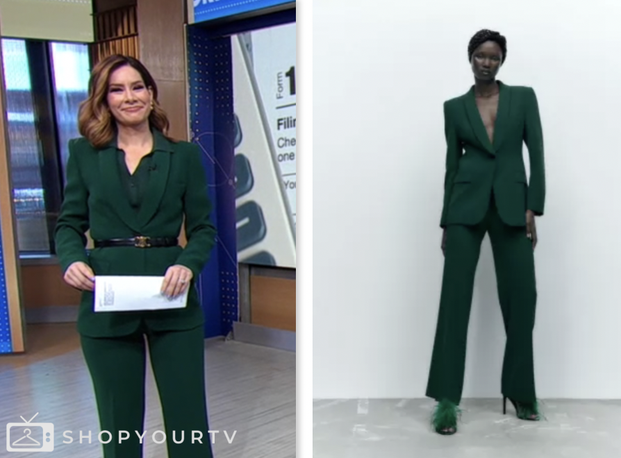 Good Morning America: April 2024 Rebecca Jarvis's Green Blazer and Pant ...