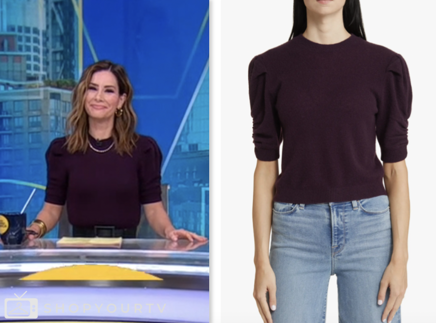 Good Morning America: April 2024 Rebecca Jarvis's Burgundy Puff Sleeve ...