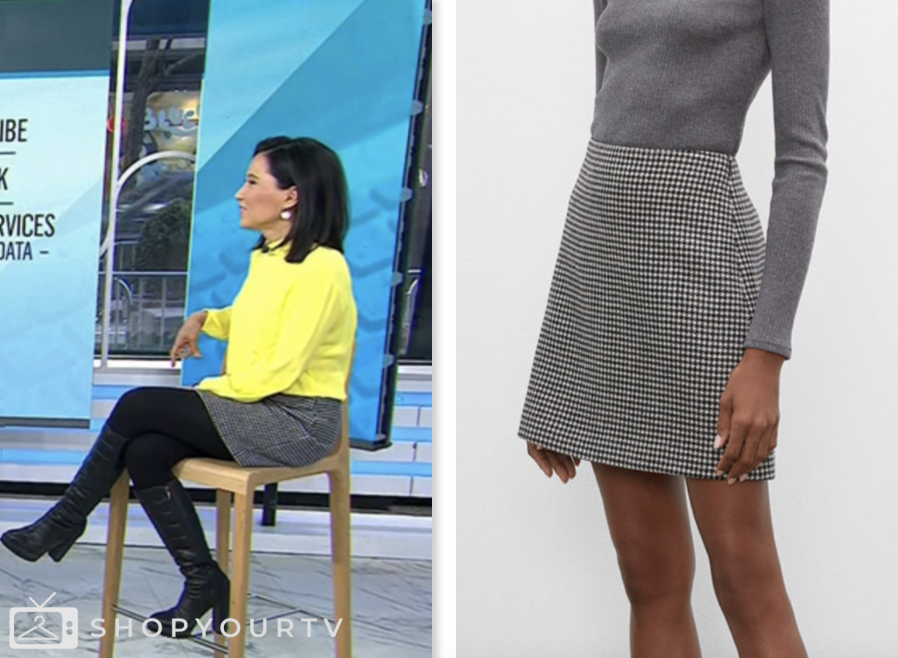 The Today Show: April 2024 Vicky Nguyen's Black Houndstooth Mini Skirt ...