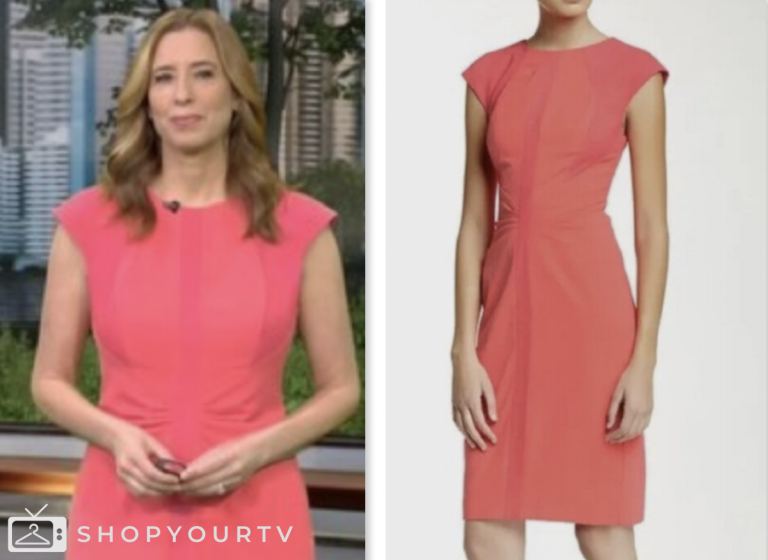 CBS Mornings: April 2024 Stephanie Abrams's Coral Pink Ruched Sheath ...
