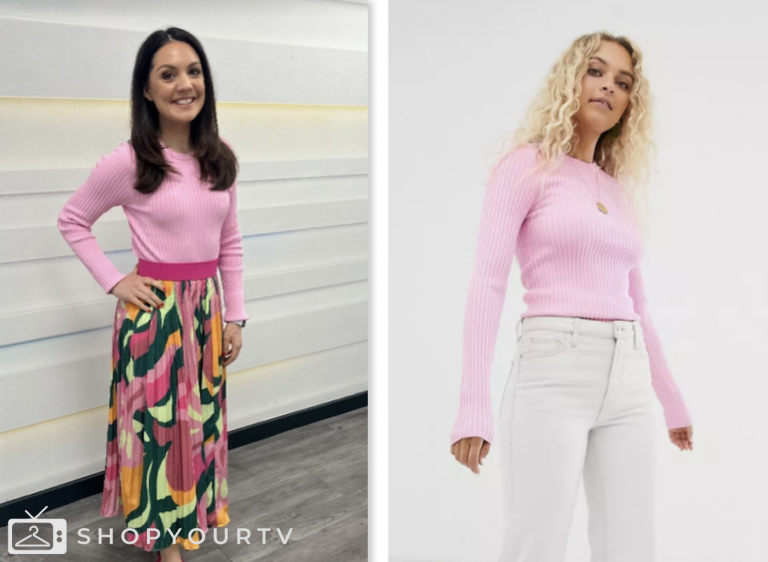 Good Morning Britain: December 2022 Laura Tobin's Grey Metallic Knit ...