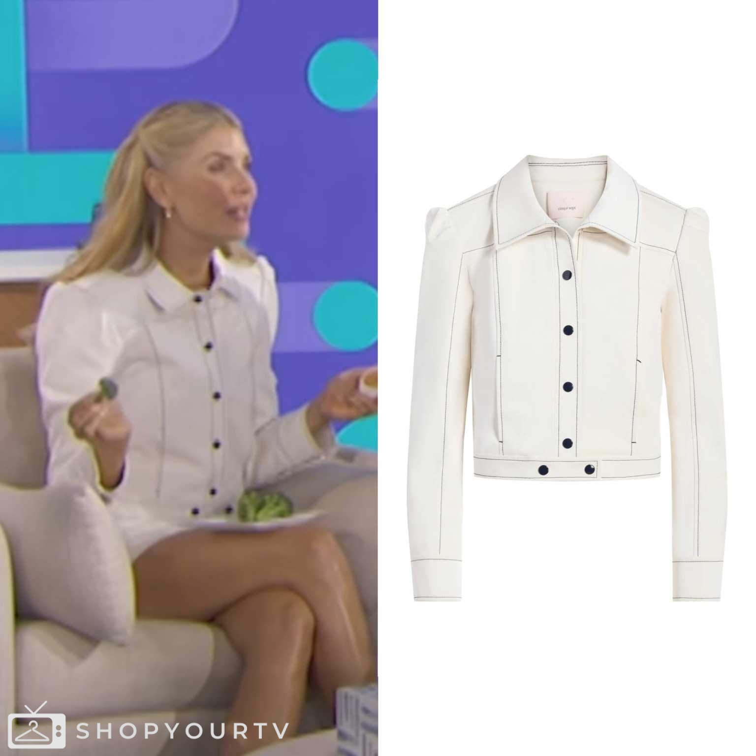 The Talk: April 2024 Amanda Kloots’s White Leather Jacket | Shop Your TV