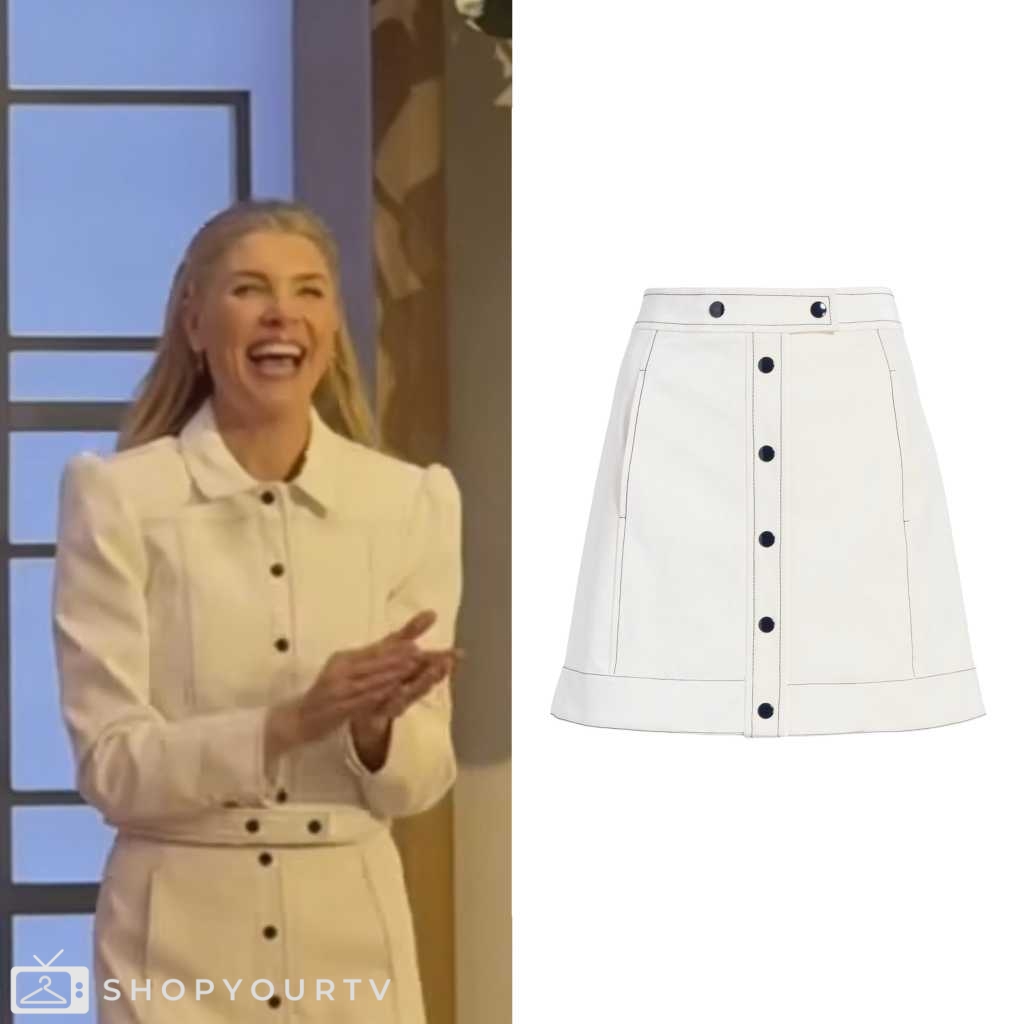 The Talk: April 2024 Amanda Kloots’s White Leather Skirt | Shop Your TV