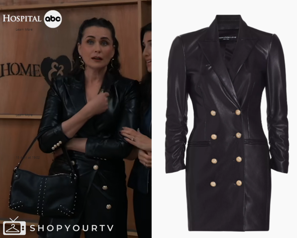 General Hospital: April 2024 Lois' Black Leather Blazer Dress | Shop ...